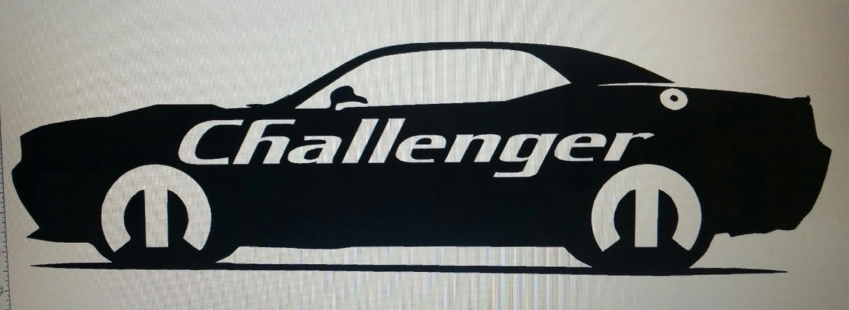 Challenger W Mopar Logo And Text Vinyl Sticker Decal Choose Color