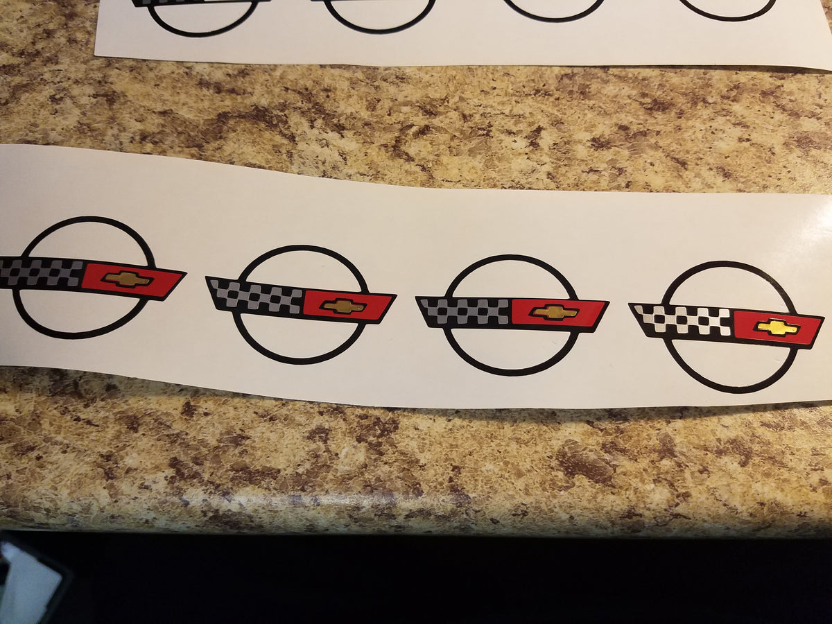 CORVETTE C4 LOGO WHEEL CENTER CAP DECAL SET OF 4 1984 1990 Vellosvinyl