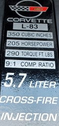 C4 Corvette 1984-1996 Console Performance Specification DECAL – Vellosvinyl