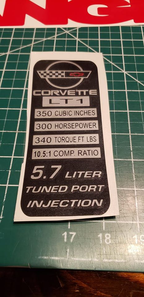 C4 Corvette 1984-1996 Console Performance Specification DECAL – Vellosvinyl