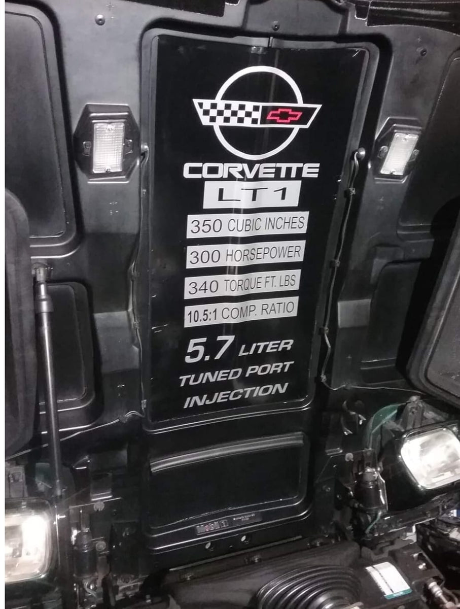C4 Corvette 1984-1996 under hood Performance Specification DECAL ...