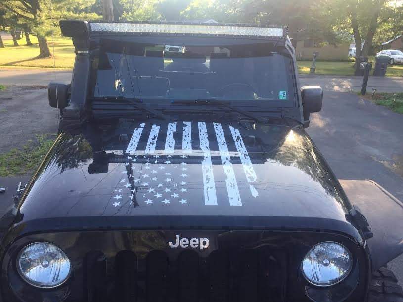 JEEP WRANGLER DISTRESSED AMERICAN FLAG HOOD DECAL JK TJ YJ CJ – Vellosvinyl