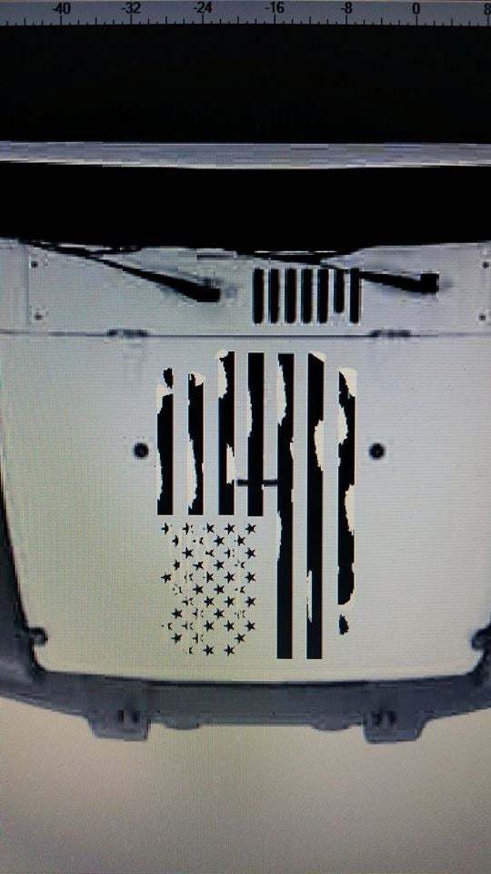 JEEP WRANGLER DISTRESSED FLAG HOOD DECAL for JK TJ YJ CJ Style Durable ...