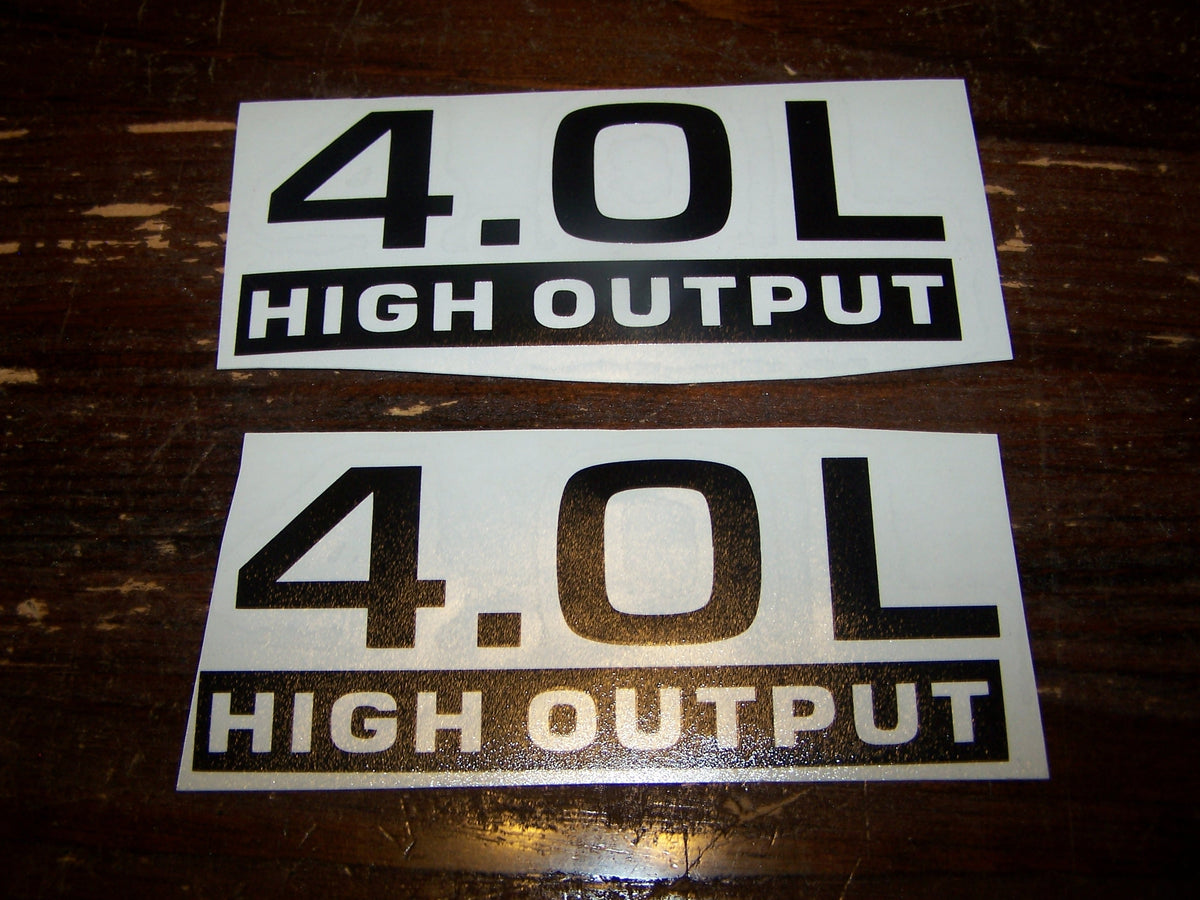 JEEP 4.0L HIGH OUTPUT DECAL VINYL STICKER SET OF 2 – Vellosvinyl