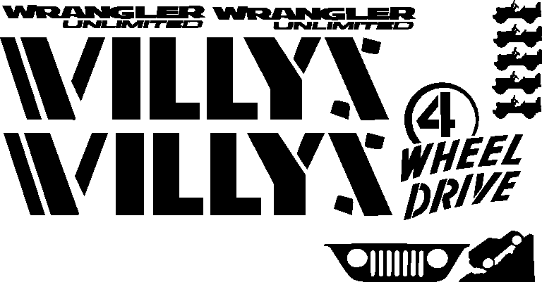 JEEP WILLYS EDITION COMPLETE SET OF DECALS WITH WHEEL LOGOS JLU ...