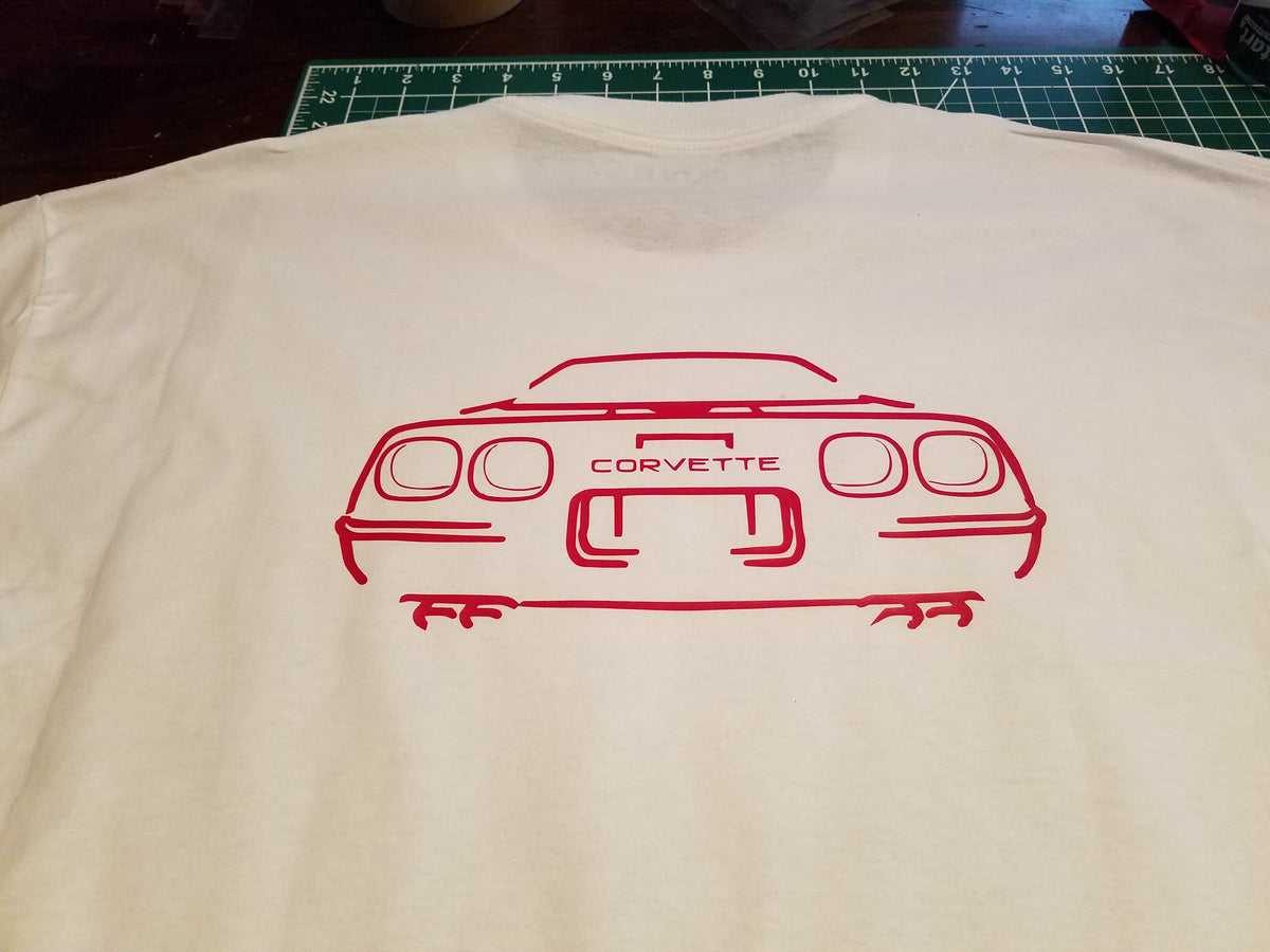 CORVETTE C4 SILHOUETTE T-SHIRT 91-96 FRONT AND BACK PRINT – Vellosvinyl