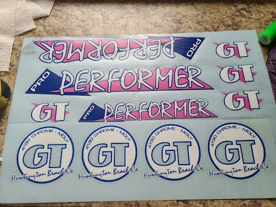 GT HUNTINGTON BEACH PRO PERFORMER DECAL SET 86 87 88 VINTAGE BMX ...