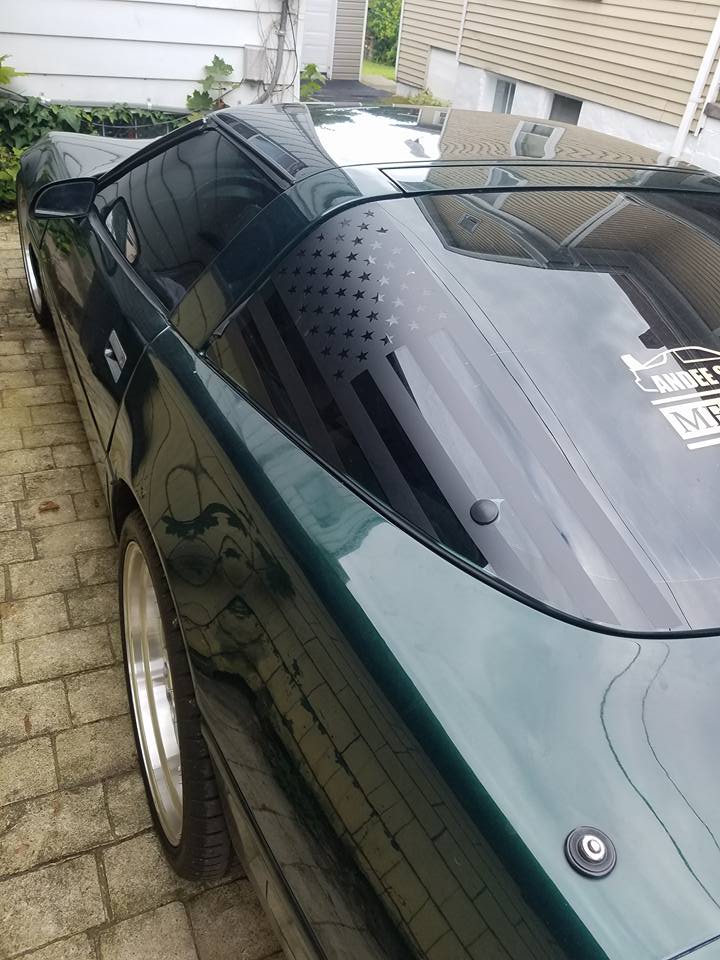 CORVETTE C4 REAR HATCH GLASS AMERICAN FLAG VINYL DECAL SET 84-96 ...