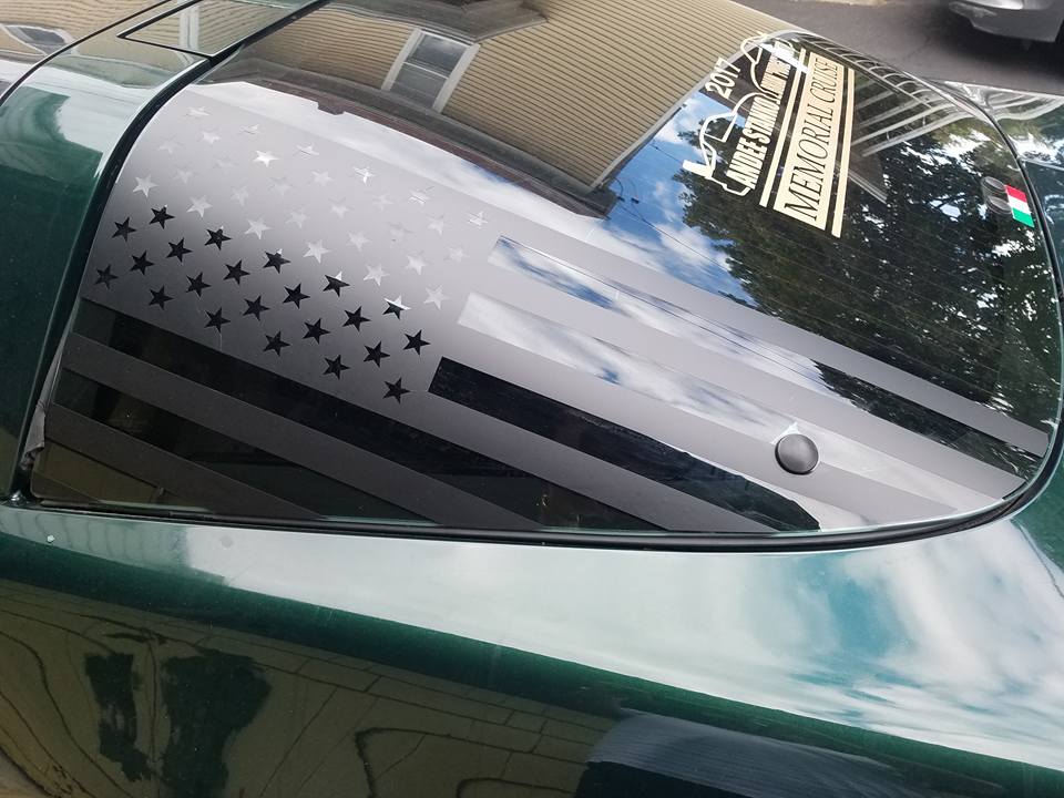 CORVETTE C4 REAR HATCH GLASS AMERICAN FLAG VINYL DECAL SET 84-96 ...