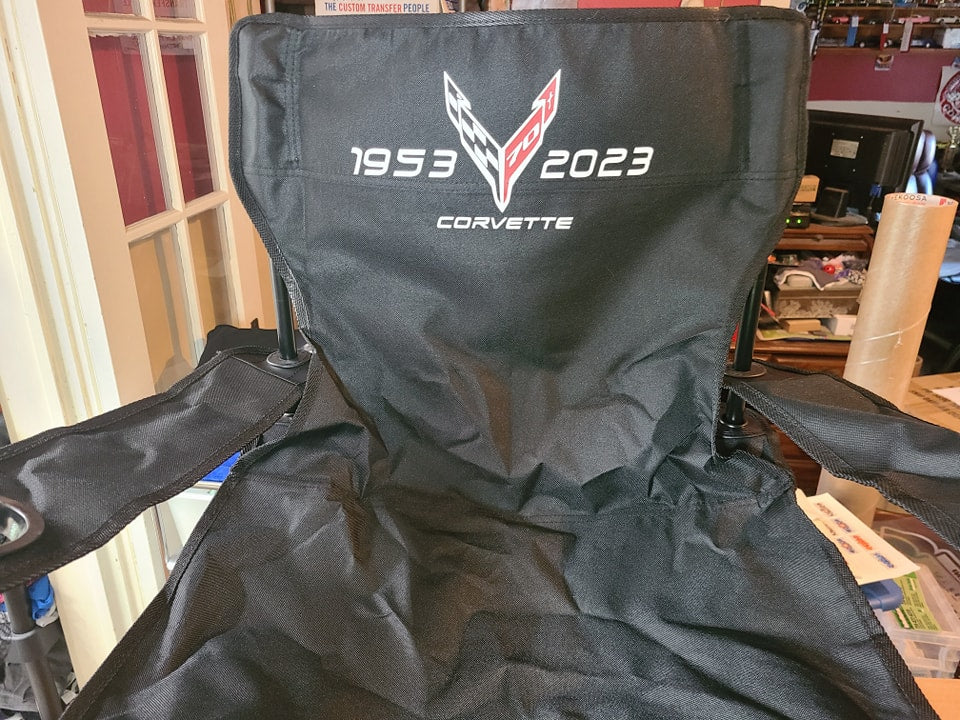 CORVETTE C8 FOLDING CUSTOM CAR SHOW CHAIR – Vellosvinyl