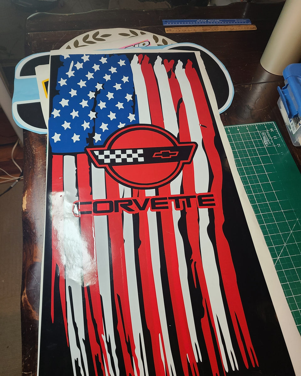 CORVETTE C4 AMERICAN FLAG UNDER HOOD DECAL – Vellosvinyl