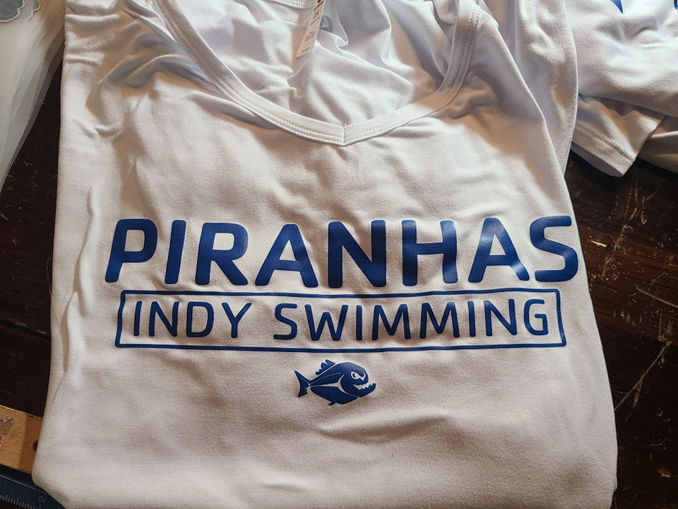 INDY SWIMMING SWIM TEAM DRI FIT T-SHIRT PIRANHAS LOGO – Vellosvinyl