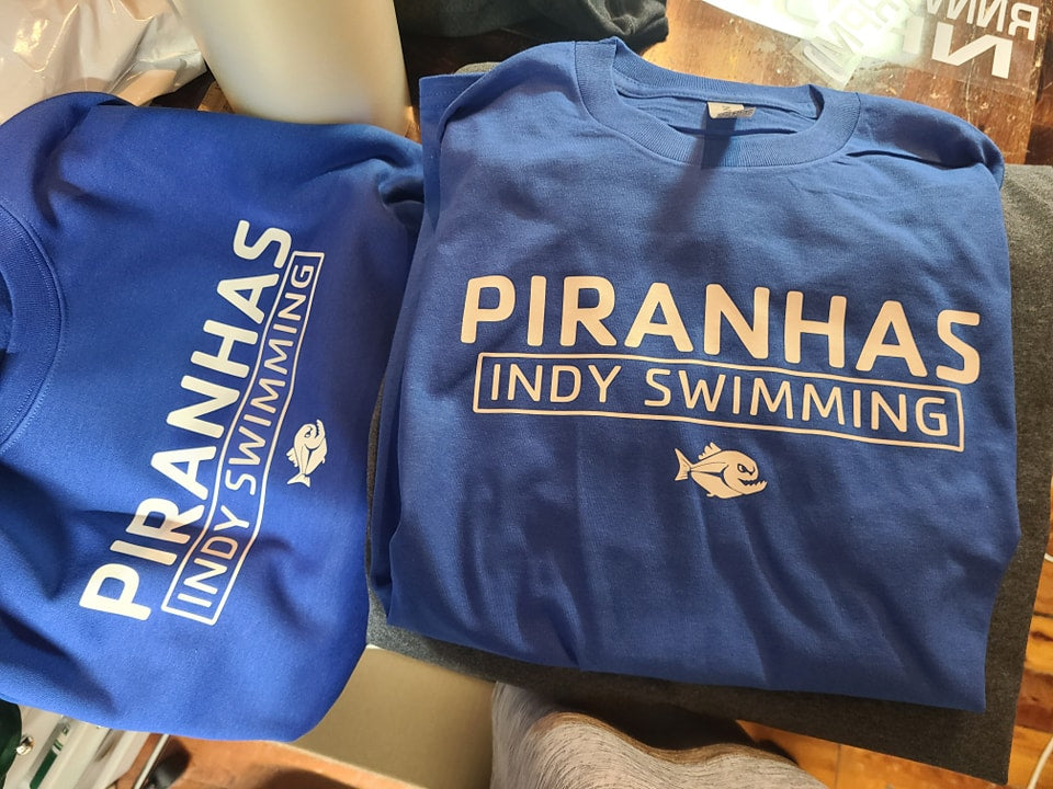 INDY SWIMMING SWIM TEAM DRI FIT T-SHIRT PIRANHAS LOGO – Vellosvinyl