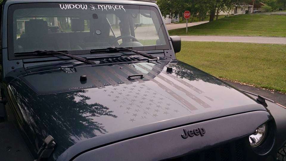 JEEP WRANGLER DISTRESSED AMERICAN FLAG HOOD DECAL JK TJ YJ CJ – Vellosvinyl