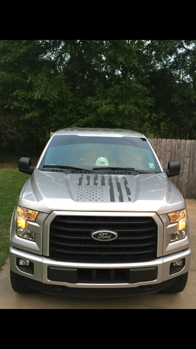 FORD F150 HOOD DISTRESSED AMERICAN FLAG VINYL DECAL 2015-2025 – Vellosvinyl