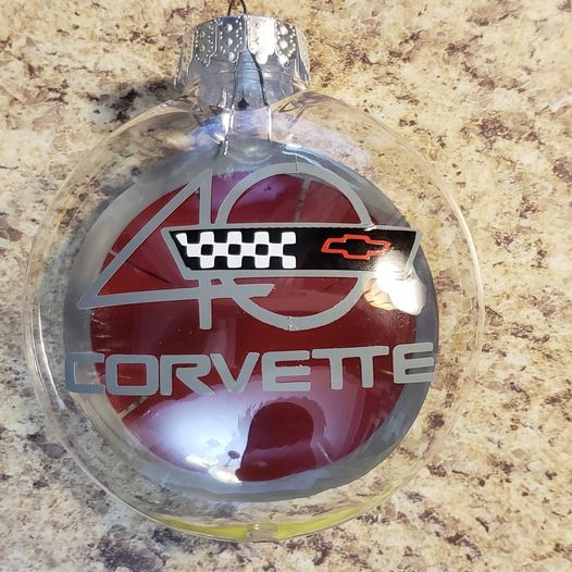 CORVETTE CHRISTMAS ORNAMENT CHOOSE GENERATION LOGO AND COLOR – Vellosvinyl