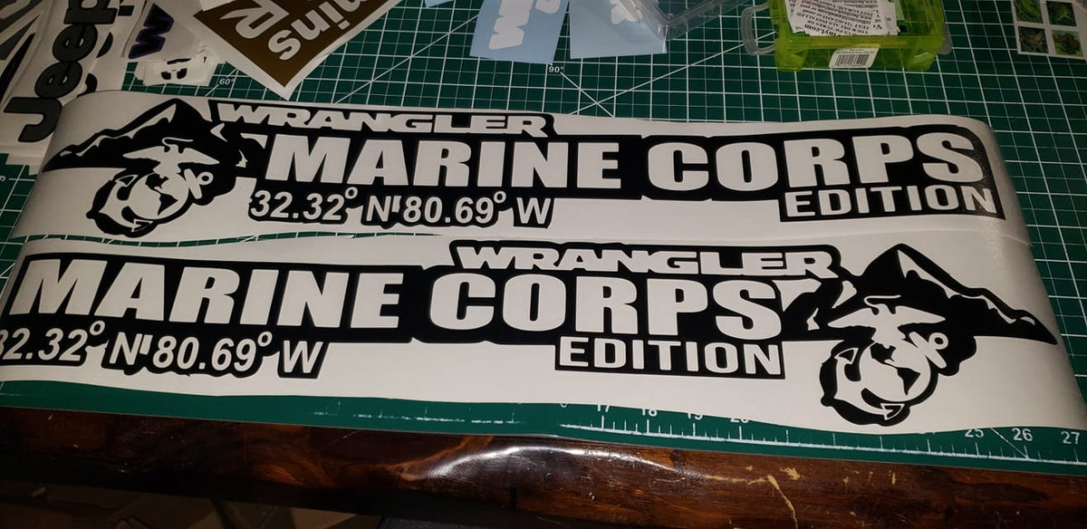 JEEP WRANGLER Hood Marine Corps USMC Decal SET OF 2 – Vellosvinyl