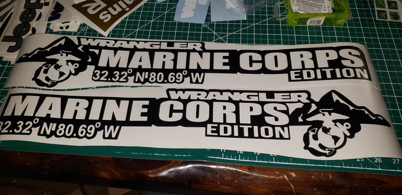 JEEP WRANGLER Hood Marine Corps USMC Decal SET OF 2 – Vellosvinyl