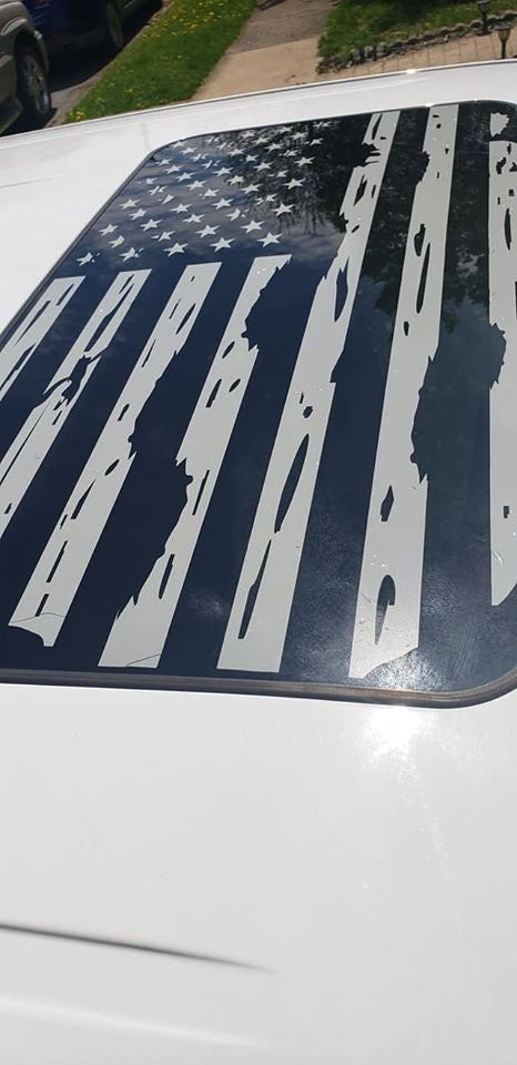 DODGE RAM 2009-2024 DISTRESSED AMERICAN FLAG SUNROOF VINYL DECAL ...