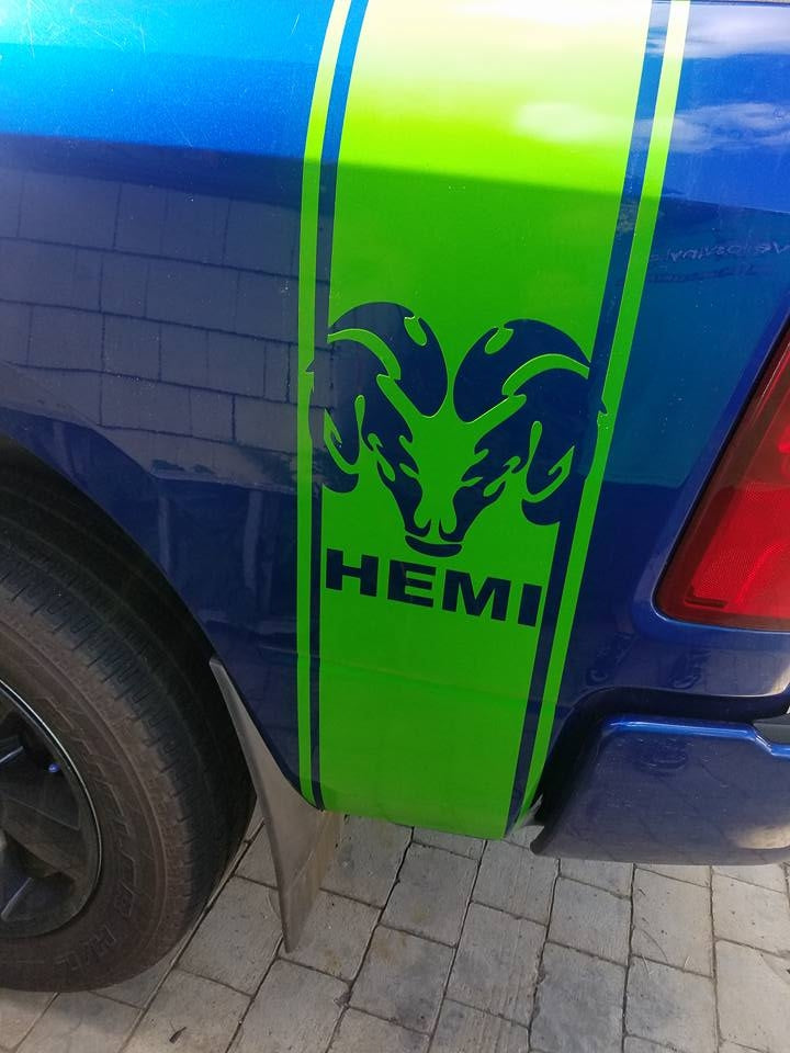 DODGE RAM BEDSIDE DECALS WITH RAM HEAD & HEMI – Vellosvinyl