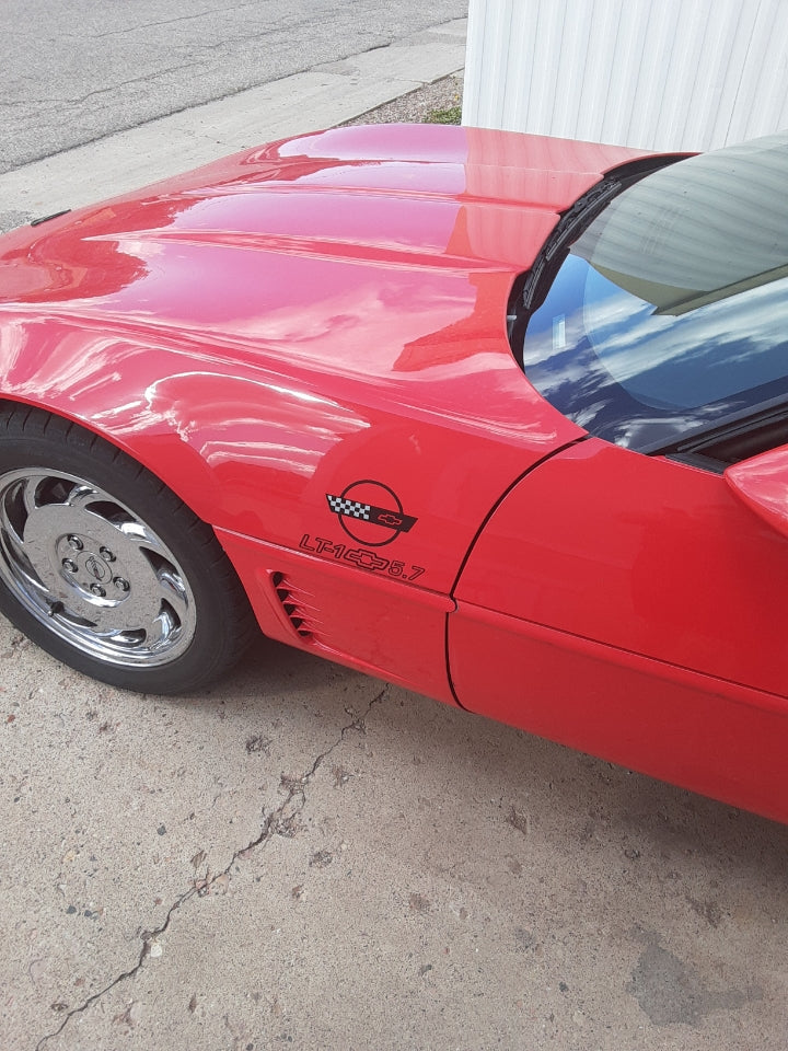 CORVETTE LOGO & C4 LT-1 5.7 DECALS SET OF 2 ALSO L-98 L-83 LT-5 ...